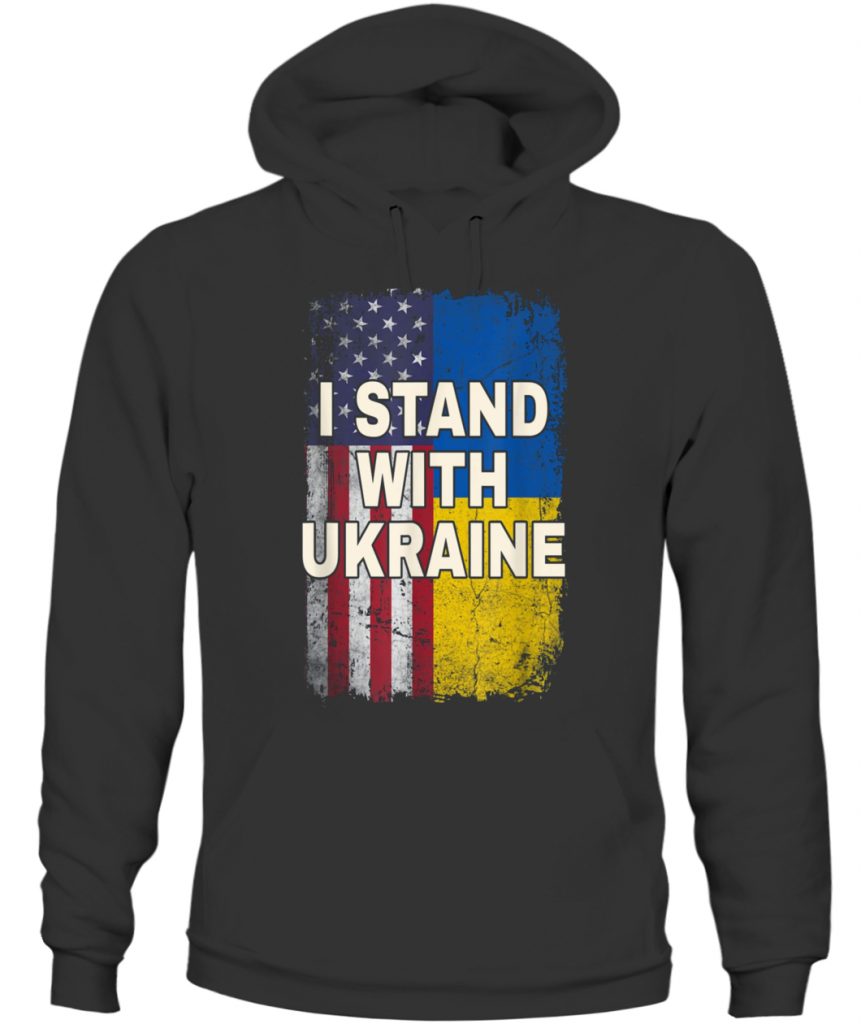 I Stand With Ukraine Support UKRAINE Ukrainian American Flag T-Shirt ...