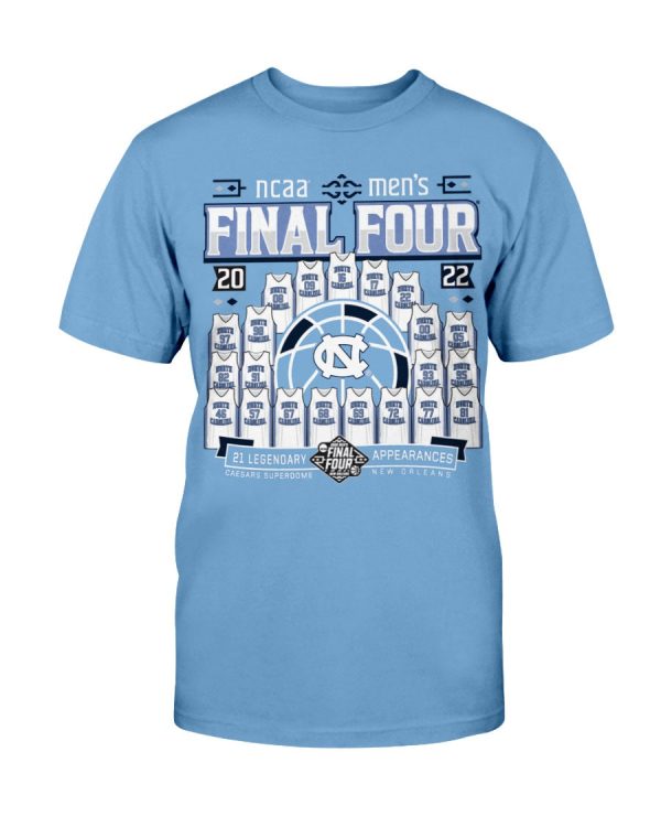 North Carolina FINAL FOUR Roster SHIRT North Carolina Tar Heels 2022 ...