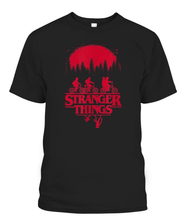 Stranger Things Group Shot Bike Ride Upside Down Silhouette T-Shirt ...